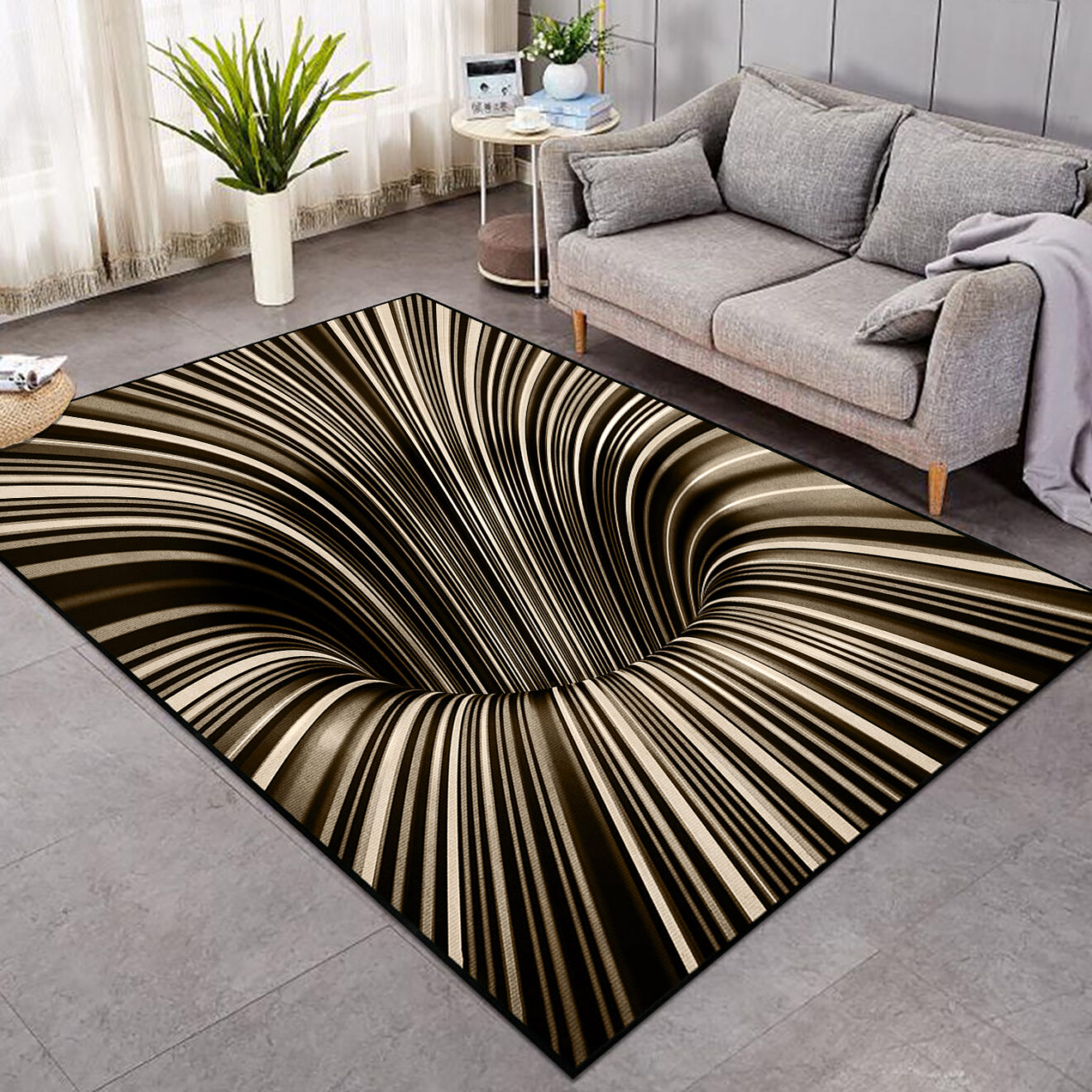 3D Checkered Vortex Optical Illusions Rug - Dingmun