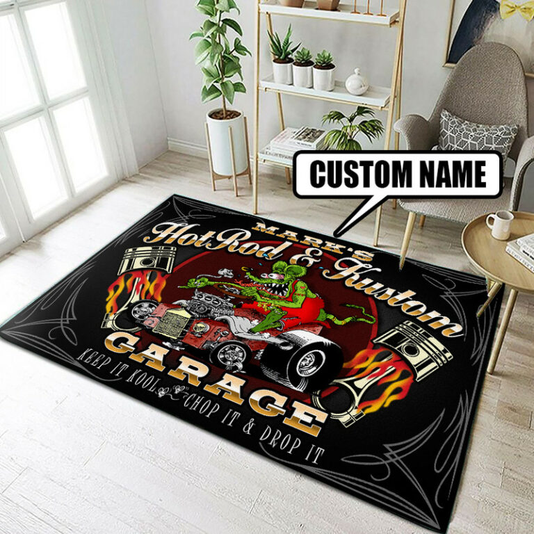 Personalized Rat Fink Hot Rod And Kustom Rug - Dingmun