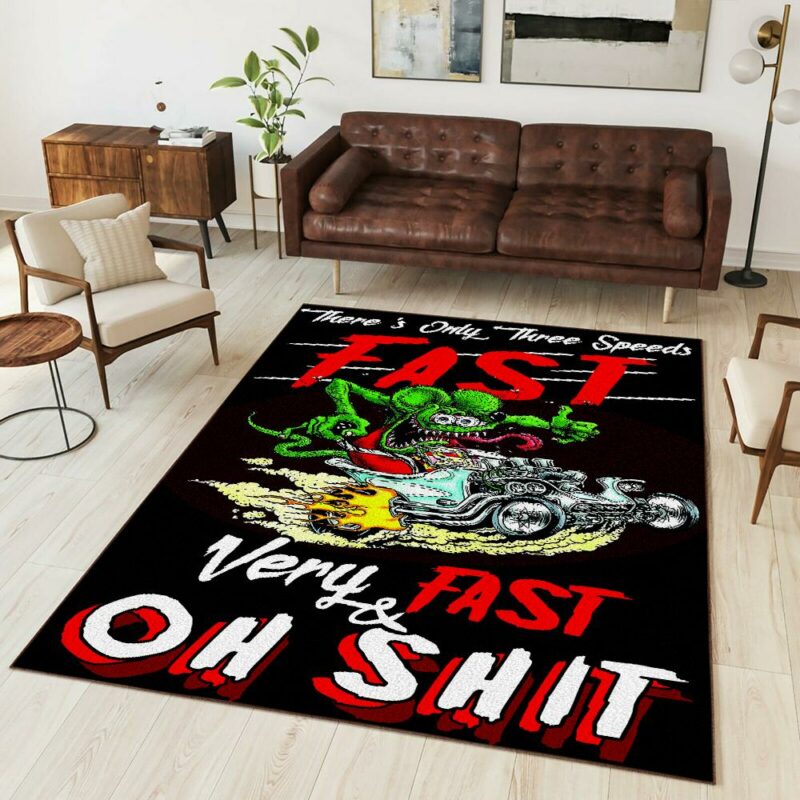 Hot Rod Fast Very Fast Rat Fink Rug - Dingmun