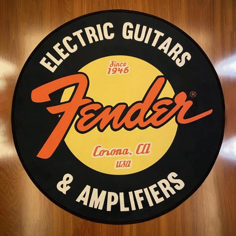 Fender Guitar Round Carpet Rock Floor Mats - Dingmun