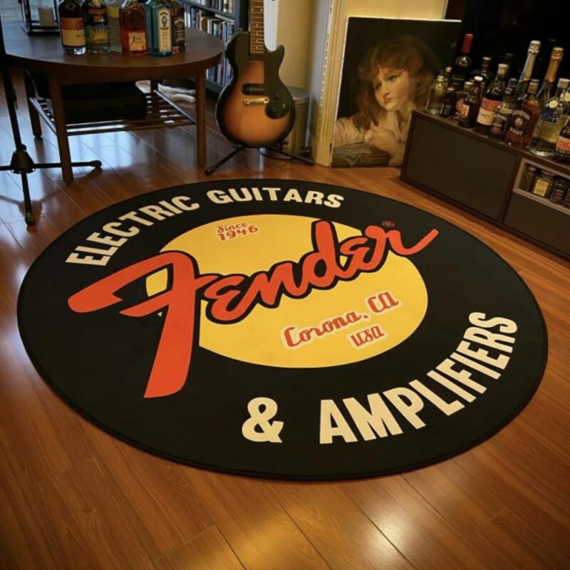 Fender Guitar Round Carpet Rock Floor Mats - Dingmun
