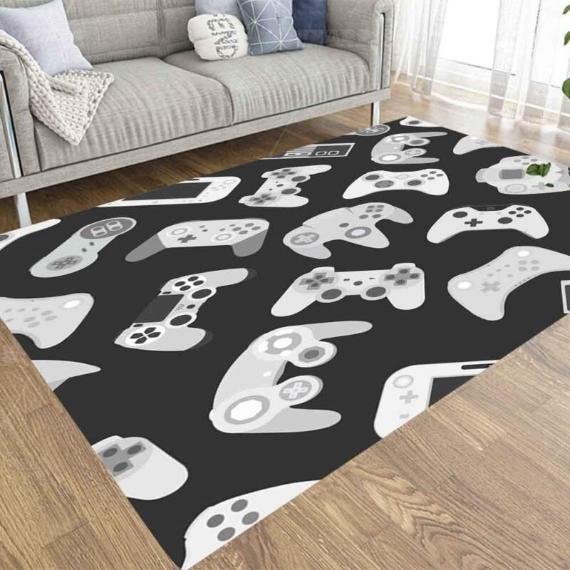 Video Game Controller Background Black And White Rug - Dingmun