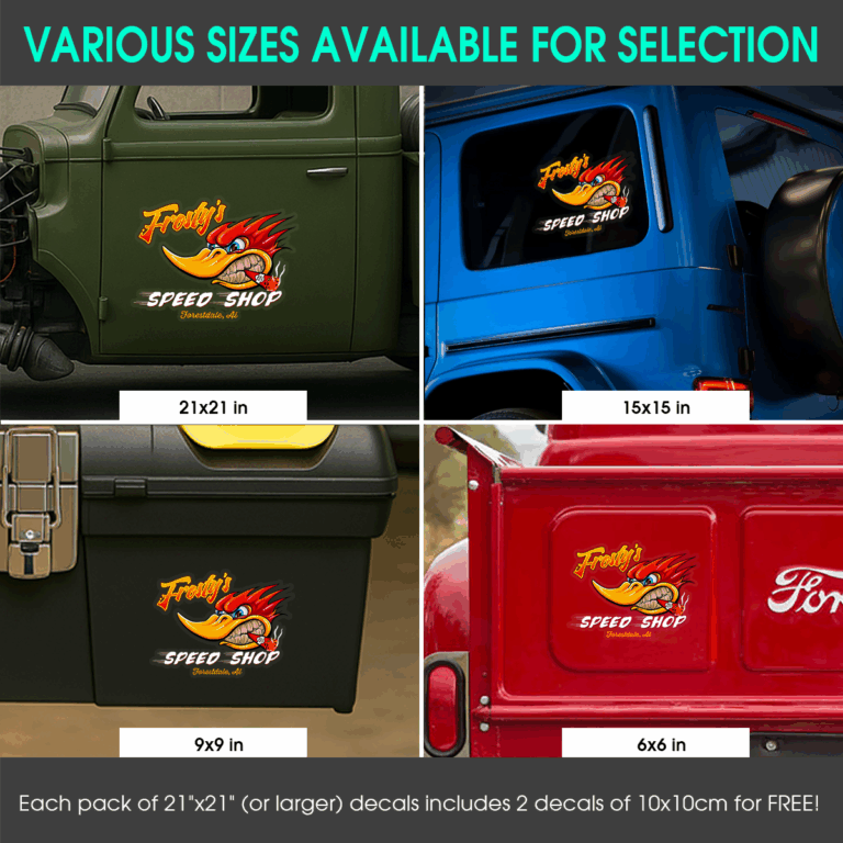 Personalized Woodpecker Speed Shop Vinyl Decals - Mr. Horsepower Hot ...