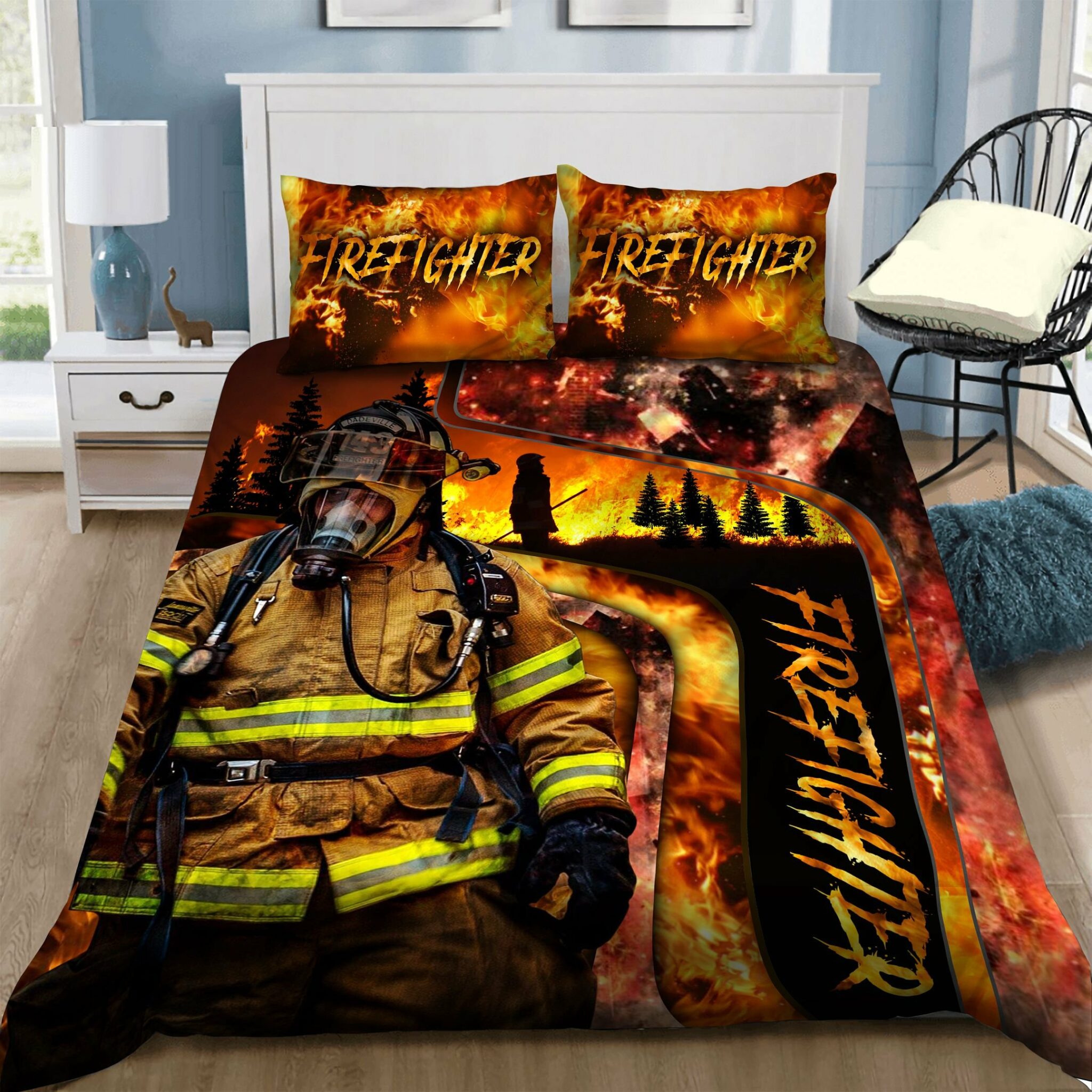 Firefighter Heroes Pride Serve And Protection Quilt Bedding Set - Dingmun