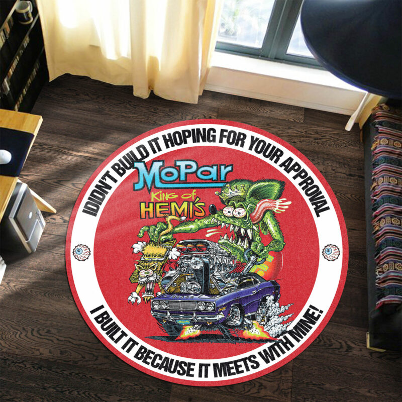 Rat Fink Mopar King Of Hemi Hot Rod Round Rug - Dingmun