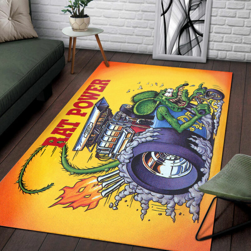 Rat Fink Rat Power Hot Rod Rug - Dingmun