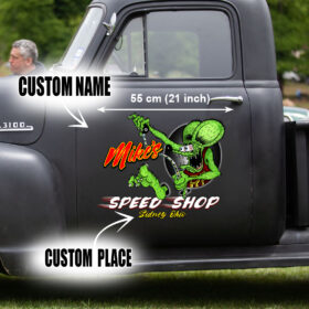 Personalized Hot Rod Rat Fink Speed Shop Vinyl Wrap Sticker - Dingmun