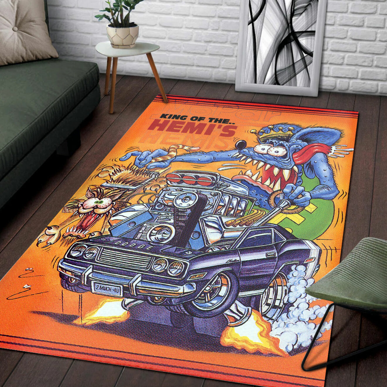 Rat Fink King Of The Hemi's Hot Rod Rug - Dingmun