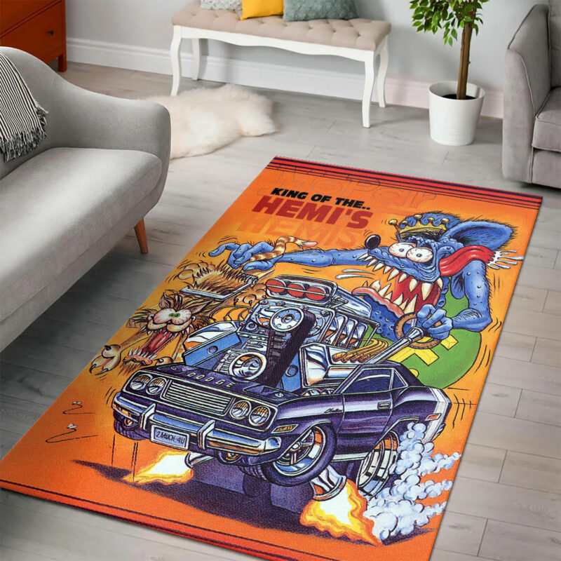 Rat Fink King Of The Hemi's Hot Rod Rug - Dingmun