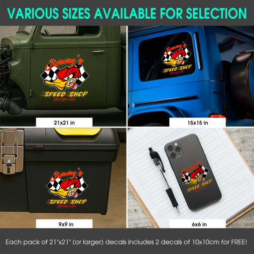 Personalized Hot Rod Garage Hot Rod Duck Speed Shop Vinyl Sticker - Dingmun