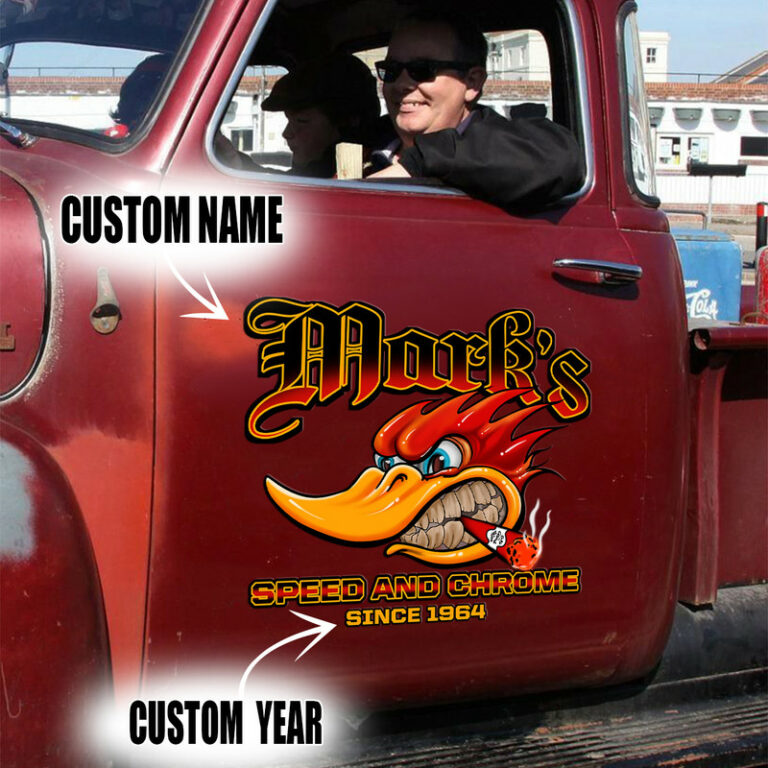 Personalized Speed And Chrome Hot Rod Shop Mr Horsepower Sticker - Dingmun