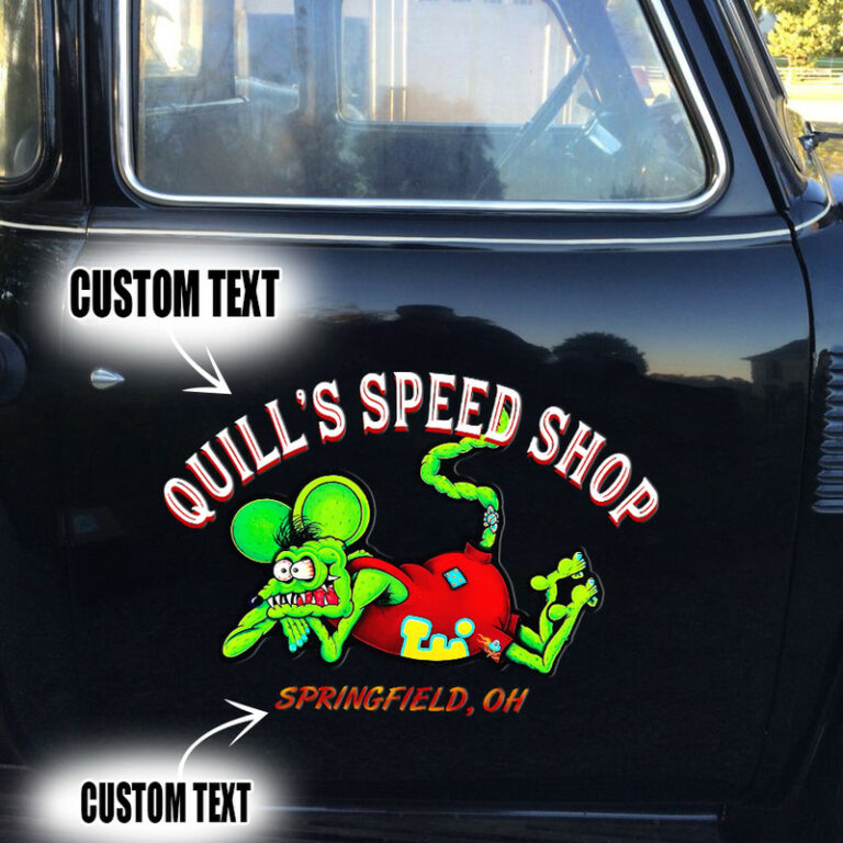 2 Pcs Personalized Hot Rod Garage Rat Fink Vinyl Decals - Dingmun