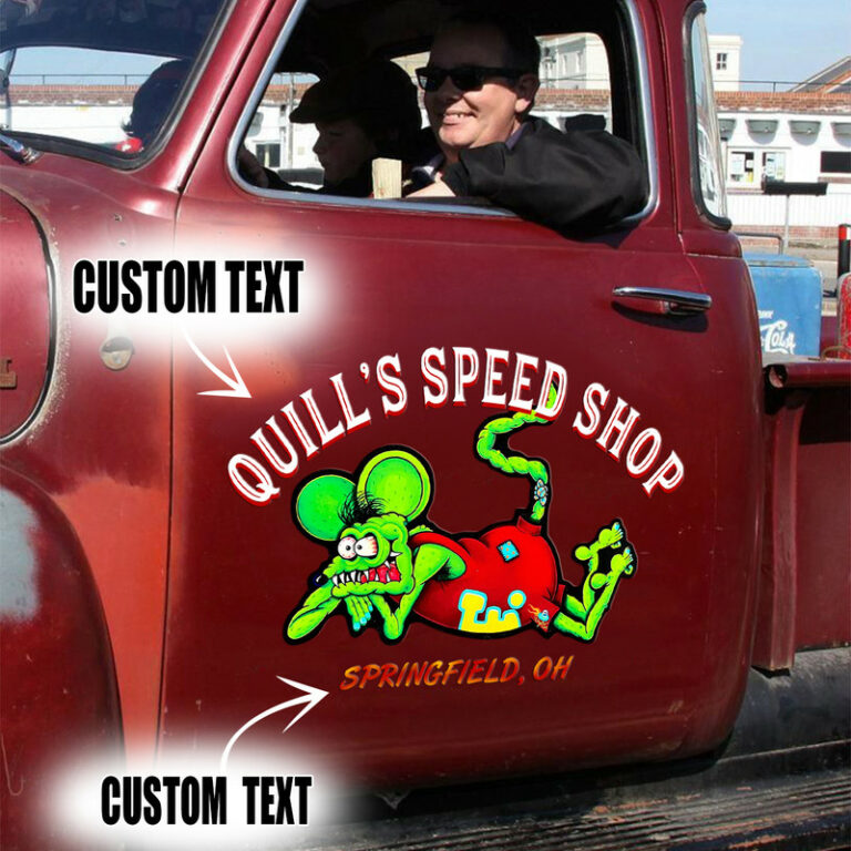 2 Pcs Personalized Hot Rod Garage Rat Fink Vinyl Decals - Dingmun