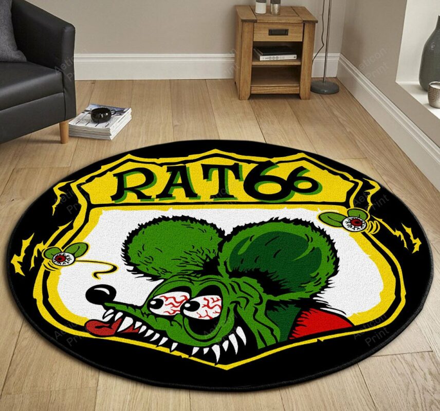 Rat 66 Hot Rod Round Mat - Hot Rod Floor Carpet For Home - Dingmun