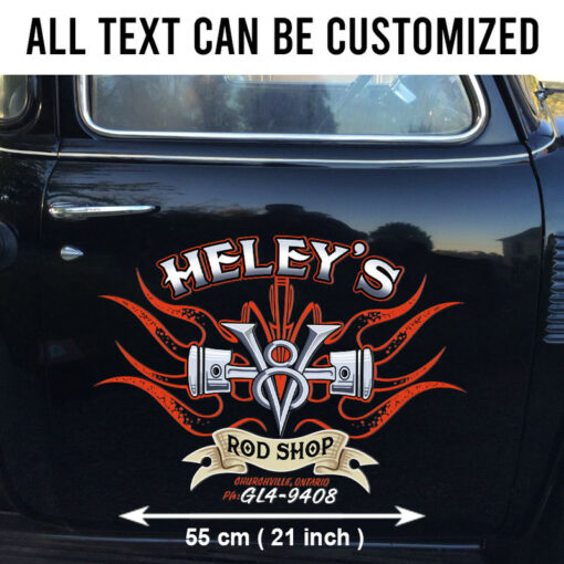 Custom V8 Hot Rod Garage Vinyl Pinstriping Decals For Car - Hot Rod ...