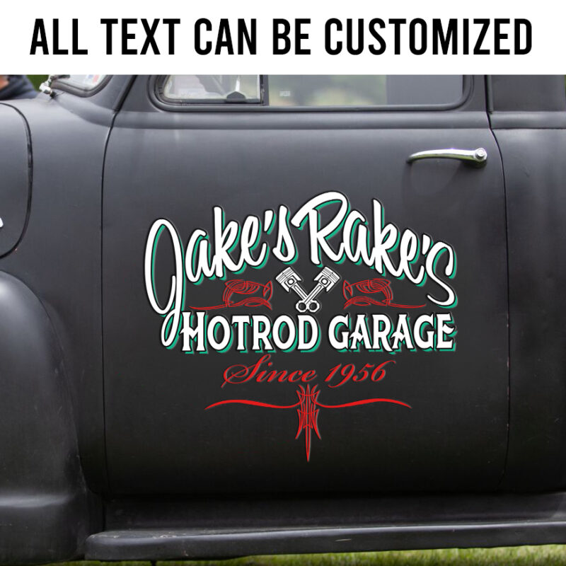 Vintage Hot Rod Garage Door Art Pinstripe Lettering For Car - Large ...