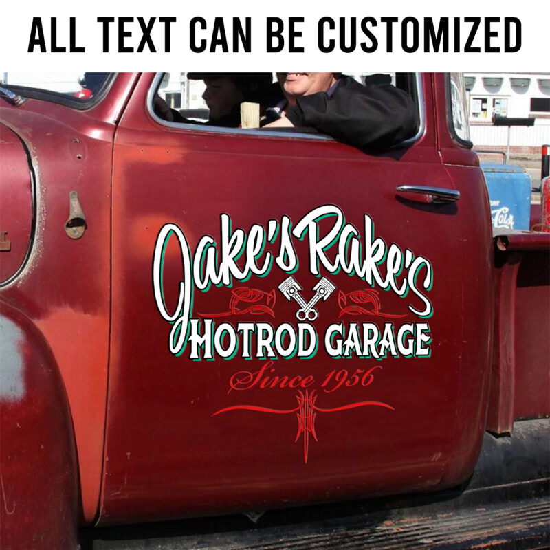 Vintage Hot Rod Garage Door Art Pinstripe Lettering For Car - Large ...