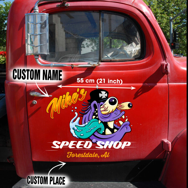 Vinyl Lettering Door Art Rat Fink For Hot Rod Cars - Dingmun