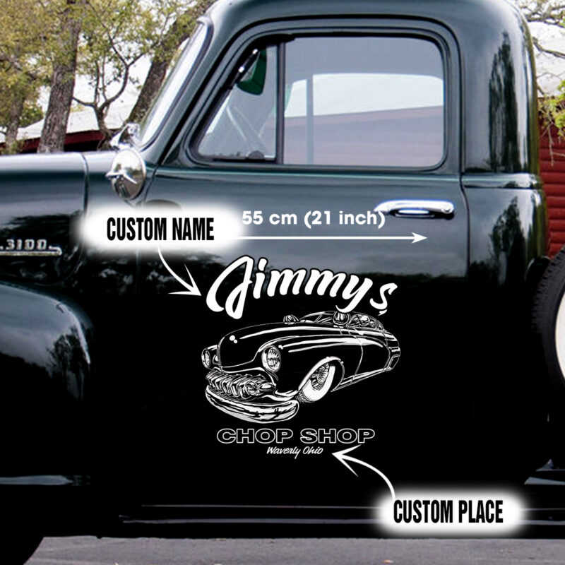 Personalized Hot Rod Pinstripe Chop Shop Decals For Cars - Dingmun