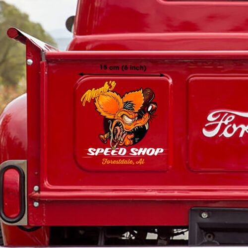 Personalized Vintage Orange Rat Fink Hot Rod Door Decals - Dingmun