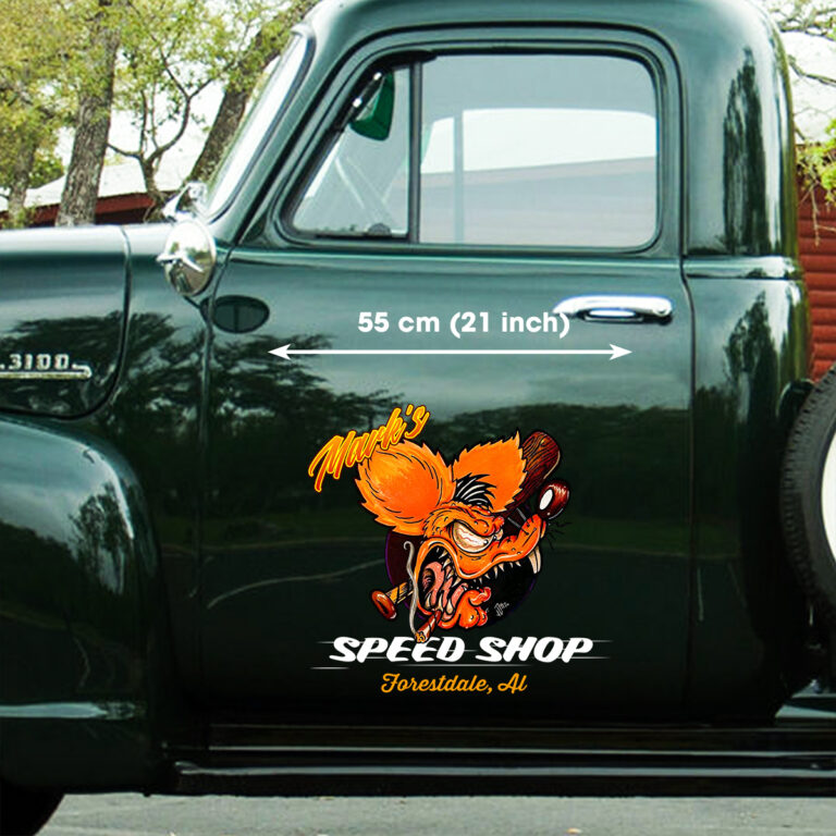 Personalized Vintage Orange Rat Fink Hot Rod Door Decals - Dingmun