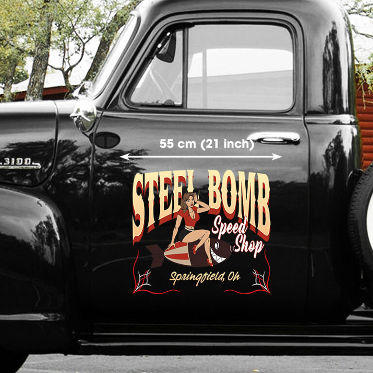 Vintage Speed Shop Bomber Pin Up Girl Stickers - Dingmun