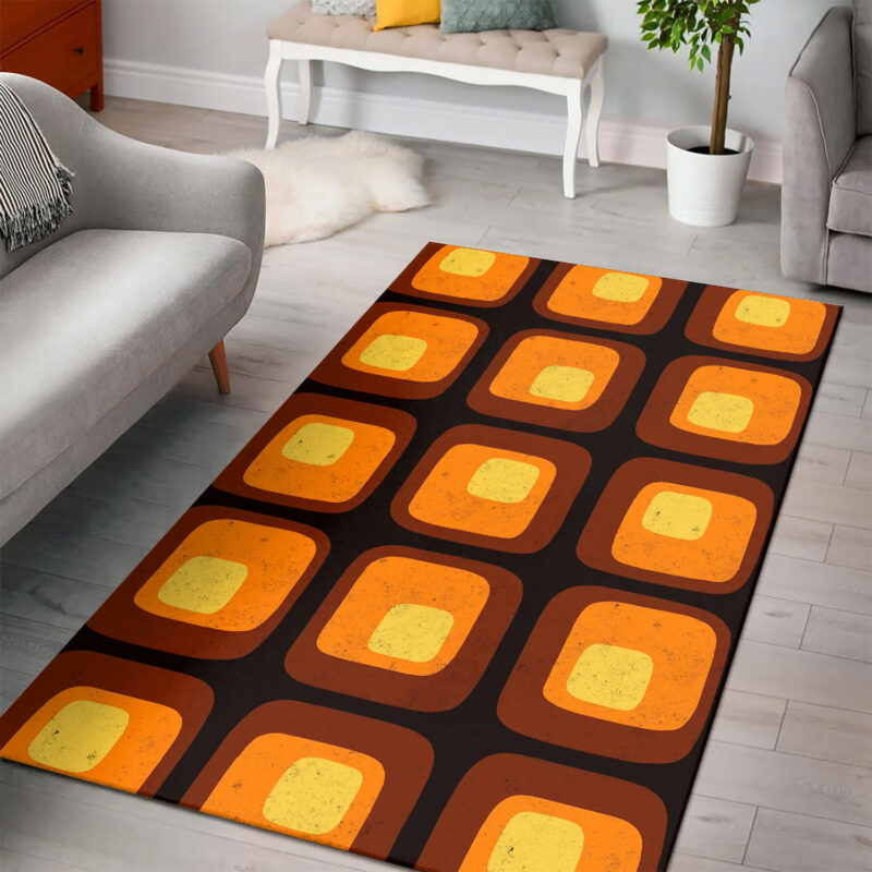 70's Style Retro Mod Mounted Area Rug - Dingmun