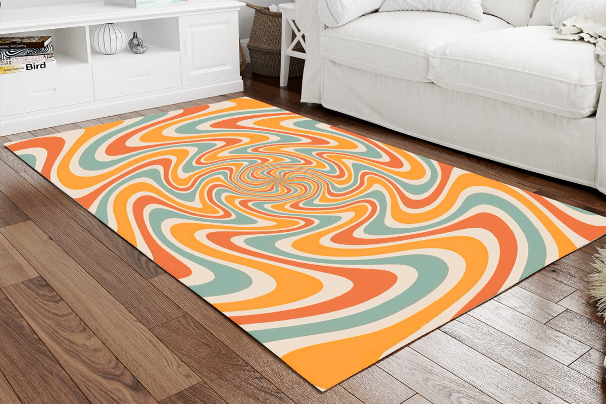 Big Retro Swirl 70s Orange Area Rugs - Dingmun