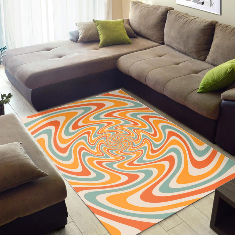 Big Retro Swirl 70s Orange Area Rugs - Dingmun