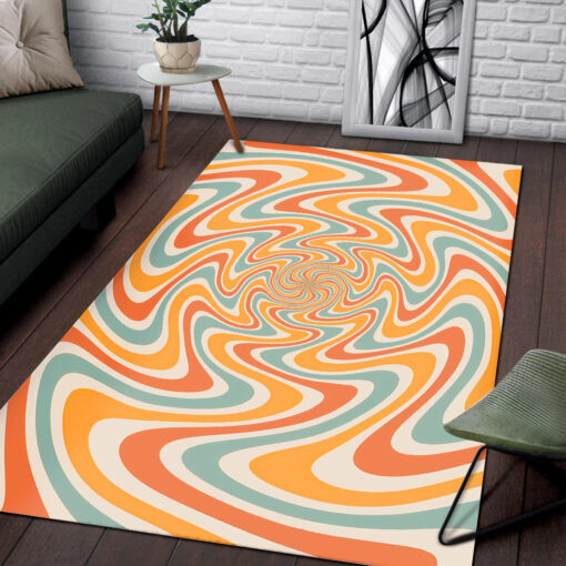 Big Retro Swirl 70s Orange Area Rugs - Dingmun