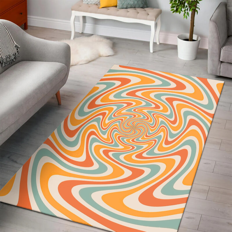 Big Retro Swirl 70s Orange Area Rugs - Dingmun