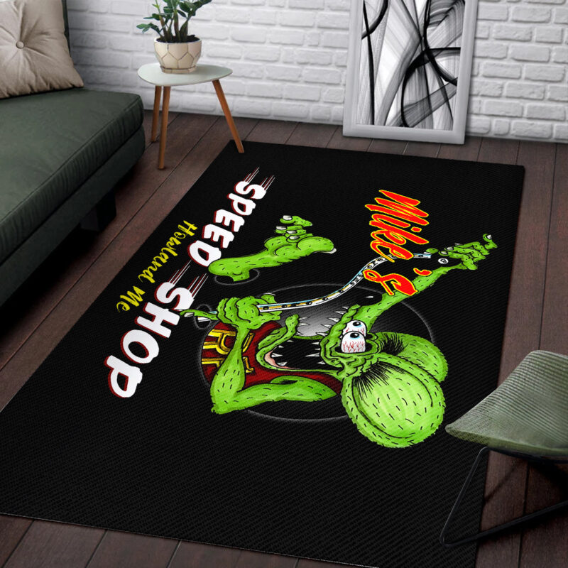 Personalized Speed Shop Rat Fink Area Rug - Dingmun