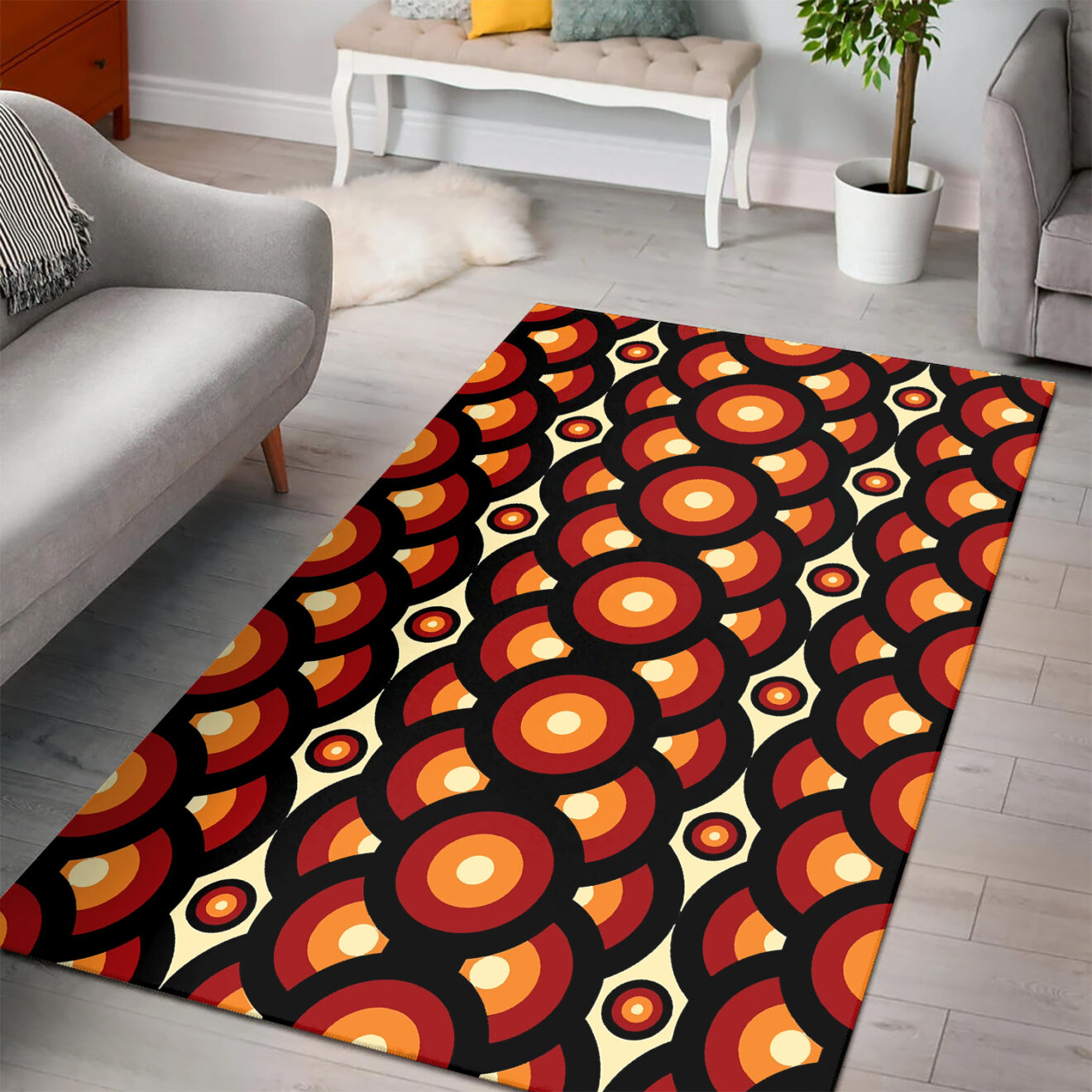 Retro Vintage Mid Century 70s Style Rugs - Dingmun