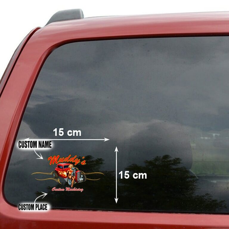 Personalized Hot Rod Pinstripe Pinup Girl Vinyl Sticker - Dingmun