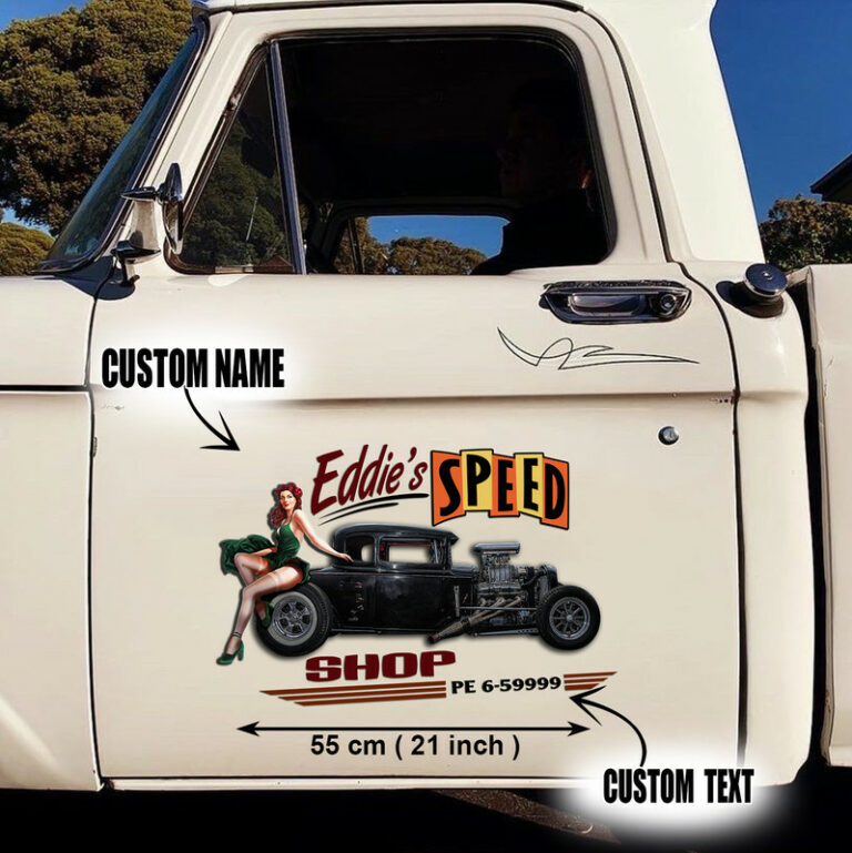Custom Pin-up Girl Pinstriping Lettering Rat Rod Door Decals For Car ...