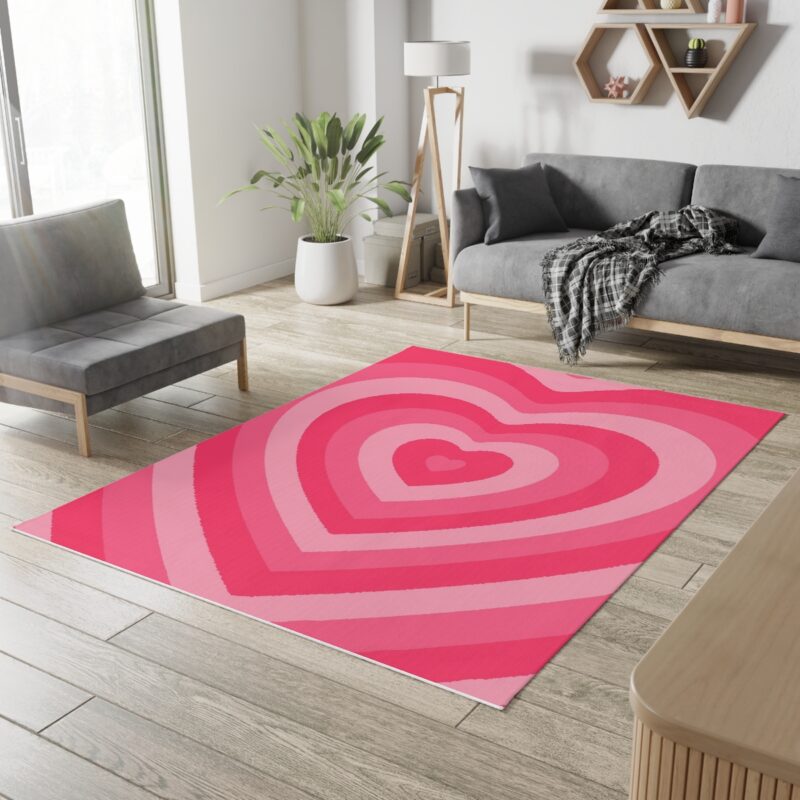 Cute Pink Y2K Heart Rug - Dingmun