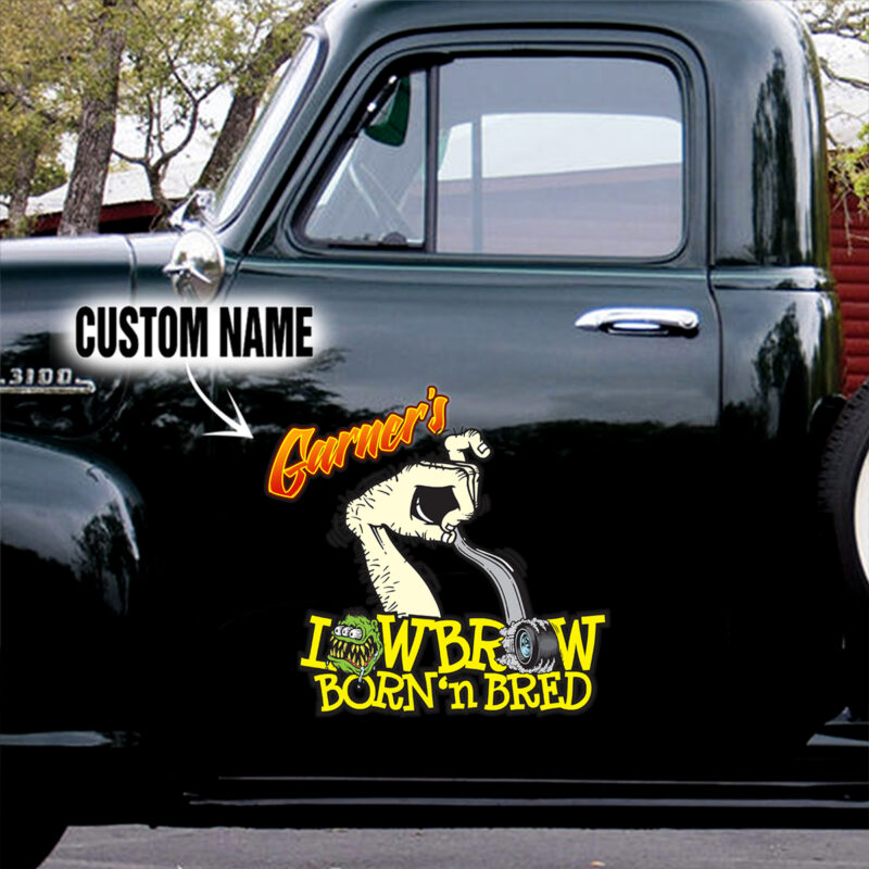 Lowbrow Born And Bred Rat Fink Hot Rod Vinyl Decals For Car - Dingmun