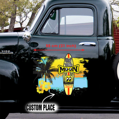 Custom Go With Moon Eyes Decals For Car Set 2 Pcs - Dingmun