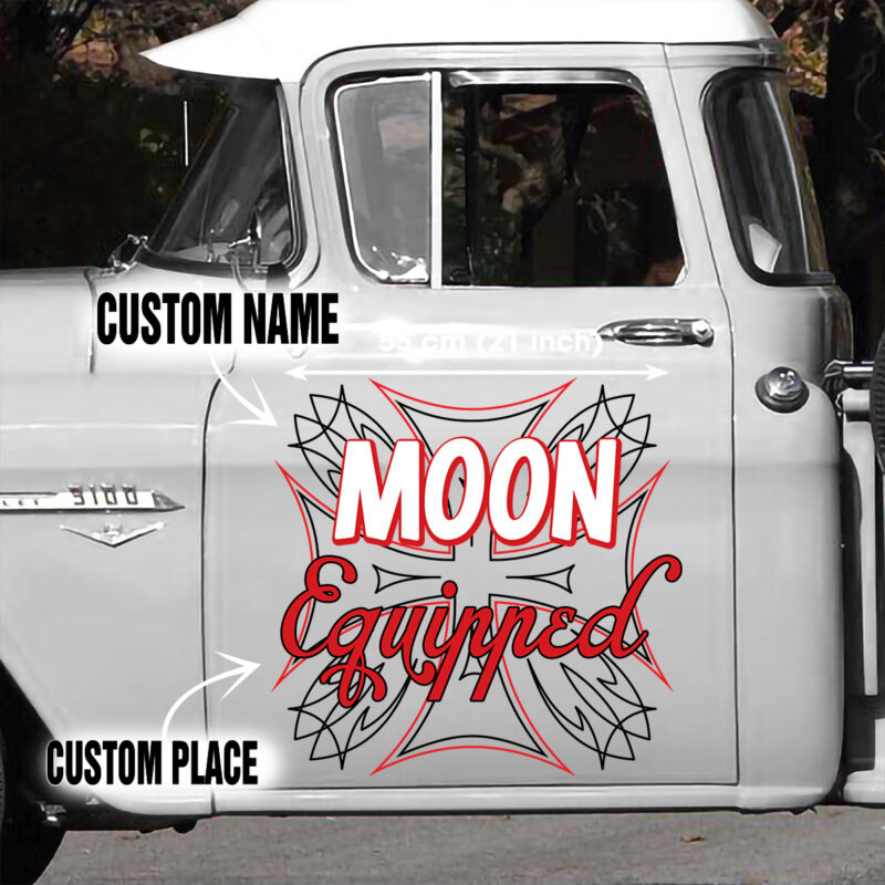 Moon Equipped Vinyl For Car Decals Set 2 Pcs - Dingmun