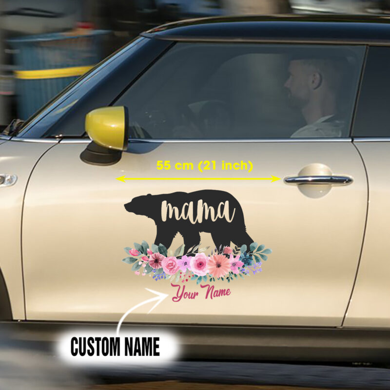 Mama Bear Floral Watercolor Flowers Mom Car Body Stickers set 2 Pcs ...
