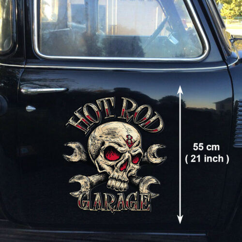 Hot Rod Garage Skull Vinyl Stickers For Car Door - Dingmun