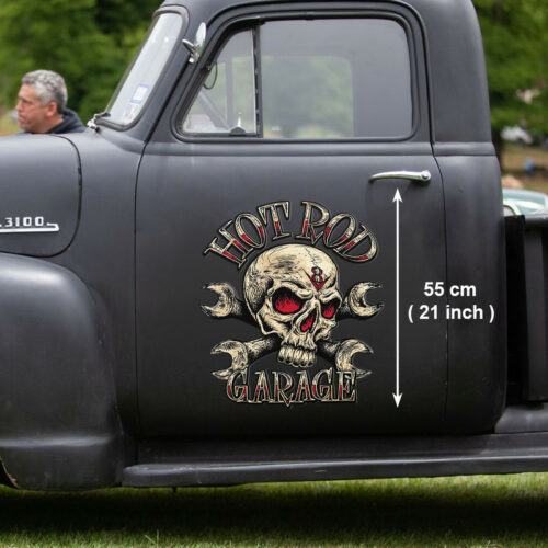 Hot Rod Garage Skull Vinyl Stickers For Car Door - Dingmun