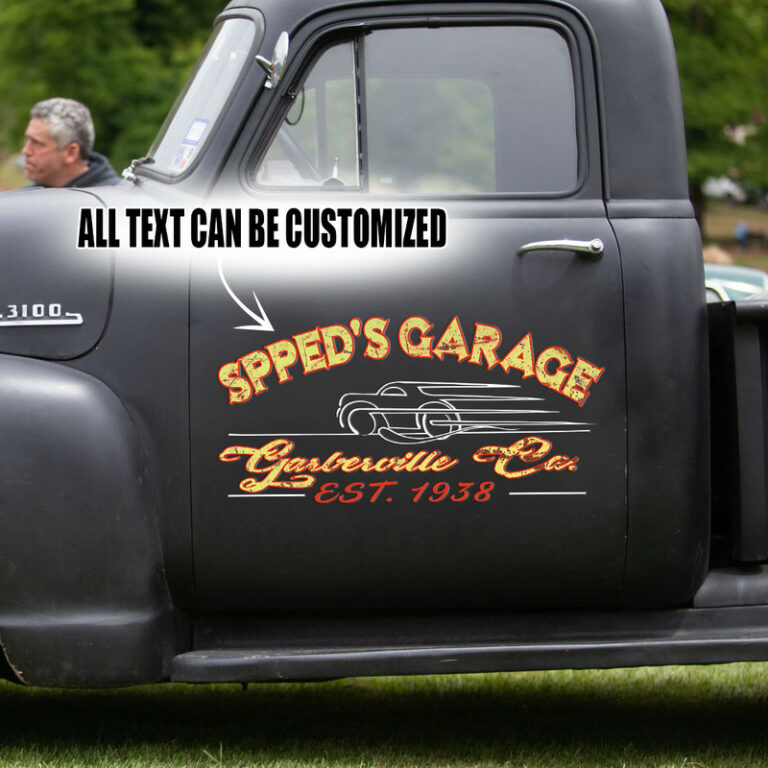 Large Pinstripe Decals With Pinup Girl Set 2 Pcs - Dingmun