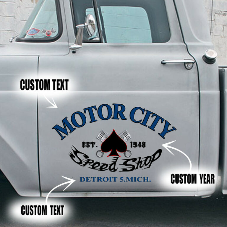 Hot Rod Garage Car Side Vinyl Graphics Decals - Dingmun