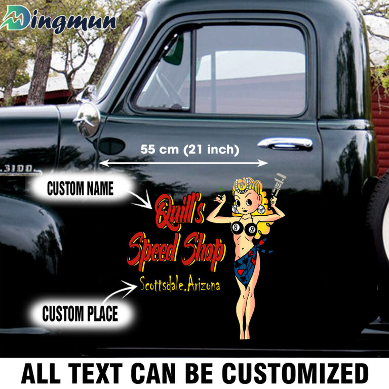Lady Luck Speed Shop Hot Rod Door Art Decals - Dingmun