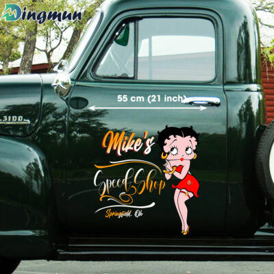 Large Pinstripe Decals With Pinup Girl Set 2 Pcs - Dingmun