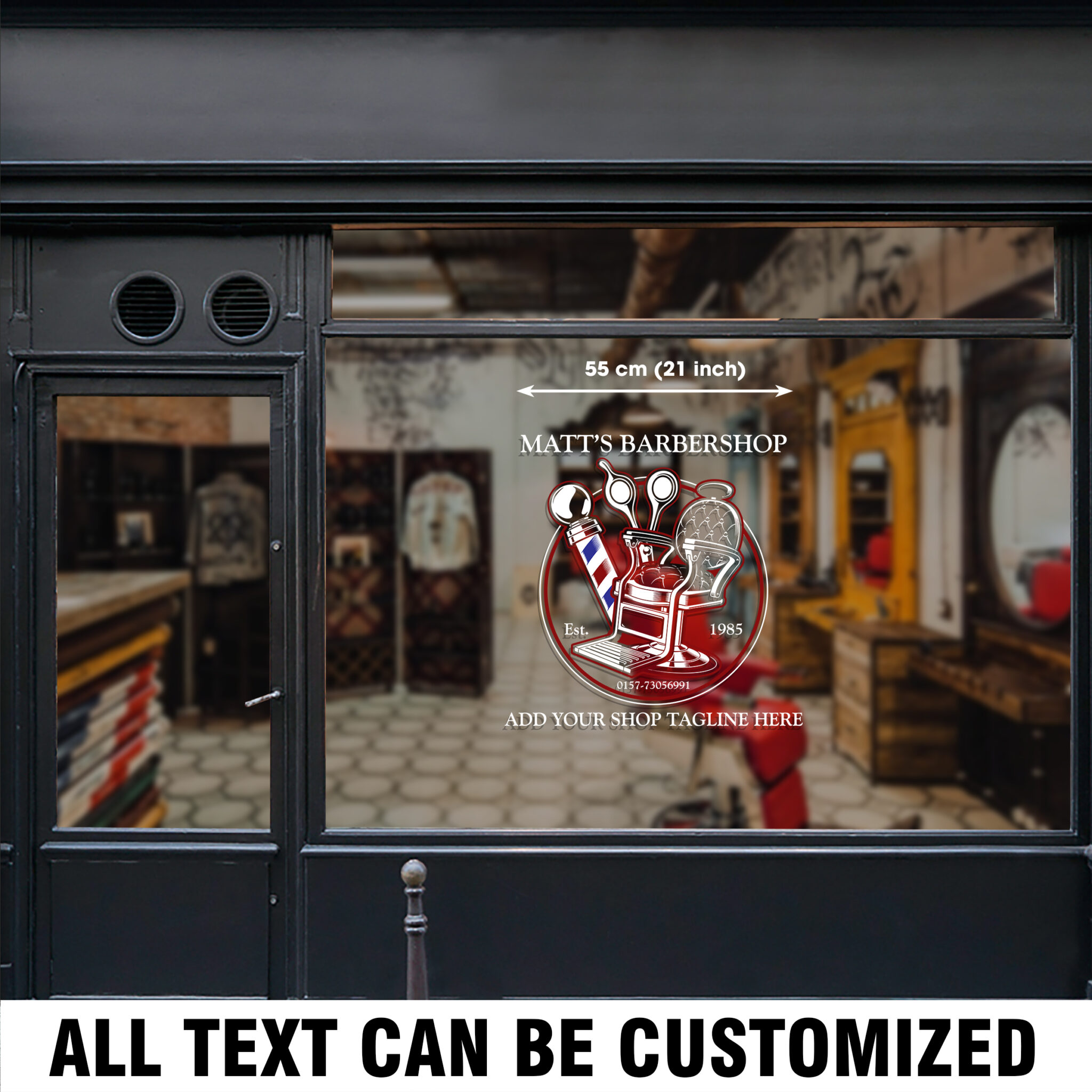 Barber Shop Sign Vinyl Window Graphics Decals - Dingmun