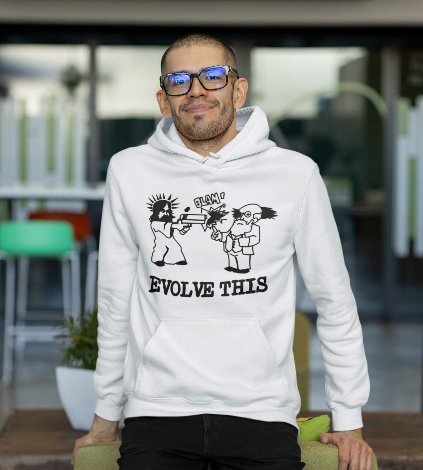 Jesus Shooting Darwin T Shirt - Dingmun