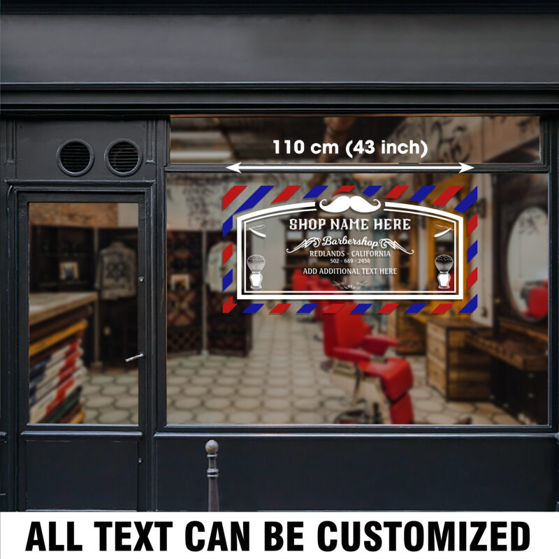 Personalized Vintage Barber Shop Window Graphics Vinyl Sticker - Dingmun