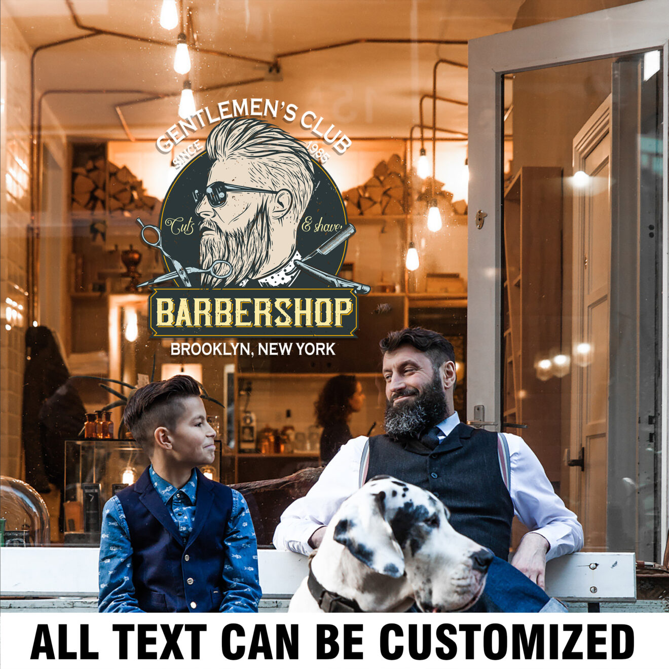 Personalized Barber Shop Vinyl Window Graphics Decals - Dingmun